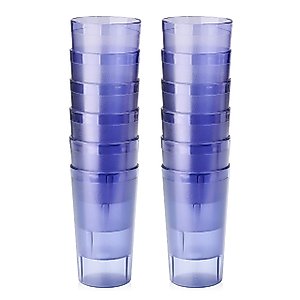 New Star Foodservice 46281 Tumbler Beverage Cup, Stackable Cups, Break-Resistant Commercial SAN Plastic, 12 oz, Blue, Set of 12