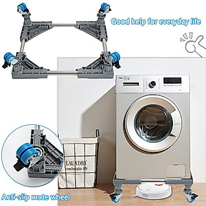 Multi-Functional Furniture Dolly Roller Base Adjustable Movable Base Refrigerator Stand for Washing Machine Refrigerator and Dryer (8 Rounds of Lifting)