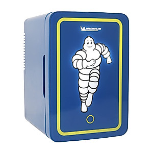 MICHELIN Portable 6 Can Mini Fridge, LED Lighted Door, 6L (6.3 qt) Capacity, Blue, Travel Cooler with 12V DC and AC Power Cords, Compact Refrigerator for Home, Office, Dorm, Garage, Workshop, Truck