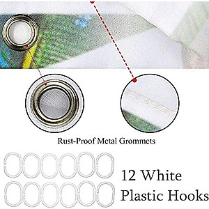 JIYINJI Figment 4 Piece Shower Curtain Sets,Non-Slip Rugs, Toilet Lid Cover and Bath Mat, Durable for Bathroom Decor Set.