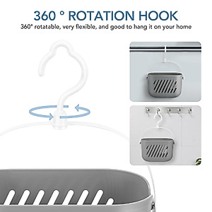 DOITOOL Hanging Shower Caddy Plastic Hanging Shower Basket Portable Kitchen Organizer Storage Basket with Hook for Home Bathroom Kitchen, Grey Plastic Shower Caddy Basket