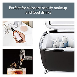 Living Enrichment Mini Fridge 6 Liters, Skincare Fridge, Low Noise and Lightweight Cosmetic Fridge, Small Refrigerator for Beauty Products Cosmetics Beverage Bedroom Home Office Black