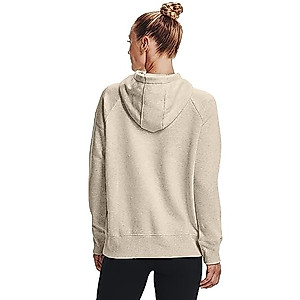Under Armour Womens Rival Fleece Logo Hoodie , Oatmeal Light Heather (783)/White , X-Small