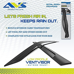 Auto Ventshade [AVS] Low Profile Ventvisor / Rain Guards | Smoke Color w/ Chrome Trim, 4 pc | 794008 | Fits 2006 - 2013 Lexus IS250/IS350