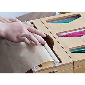 Foil and Plastic Wrap Organizer, Ziplock Organizer for Drawer Suitable for Gallon, Quart, Sandwich and Snack Bag, Plastic Wrap Dispenser with Cutter for Cling Film, Aluminum Foil(12" Kitchen Rolls)