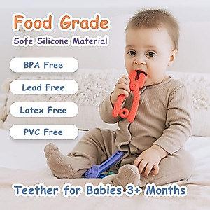 Yoolane Baby Teething Toys Teethers for Babies 3-24 Months Tools Silicone Teether for Toddler Infant Boy and Girl BPA Free Freezable Chew Toy Newborn Stuff Essentials and Shower Gift | 4 Pieces Set