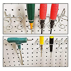 SPEEDWOX 7 Pieces Pegboard Screwdriver Holder Pegboard Hooks Assortments Multi-Tool Holder Double-Ring Tool Organizer Pegboard Accessories for Kitchen Garage Workbench
