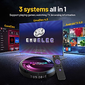 Kinhank Retro Video Game Console Built in 64000+ Games,Super Console X Max Emulator Console,EmuELEC 4.3/Android 9.0/CoreE 3 Systems All in 1,4K HD/AV Output,2.4G+5G Dual WiFi,BT 4.0,Best Gift
