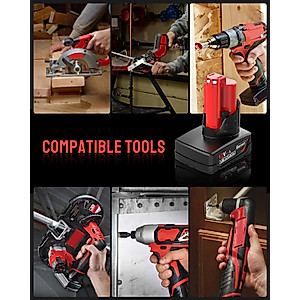 GERIT BATT 48-11-2460 12V 6.0Ah Replacement for Milwaukee 12V Battery Compatible with Milwaukee 12 Volt Battery 48-11-2401 48-11-2402 48-11-2440 48-11-2411 48-11-2420 Cordless Drill Power Tools(Red)