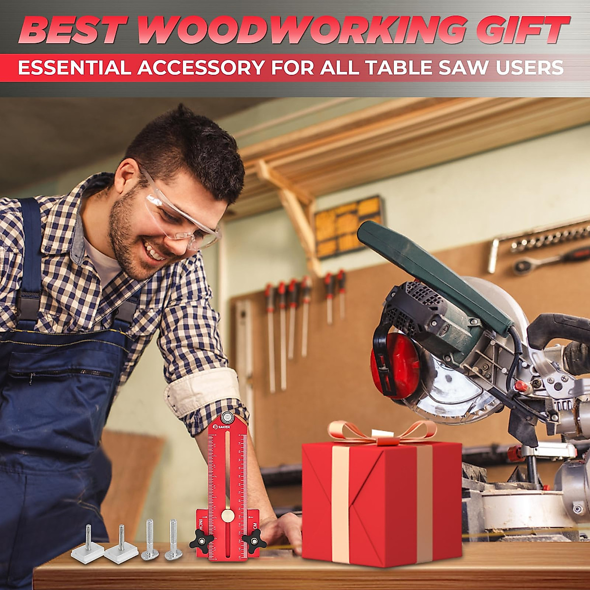 Saker Thin Rip Jig Table Saw Jig Guide, Making Repetitive Narrow Strip Cuts, Fit for 3/4" x 3/8" Slots, for Table Saw Band Saw Router Table