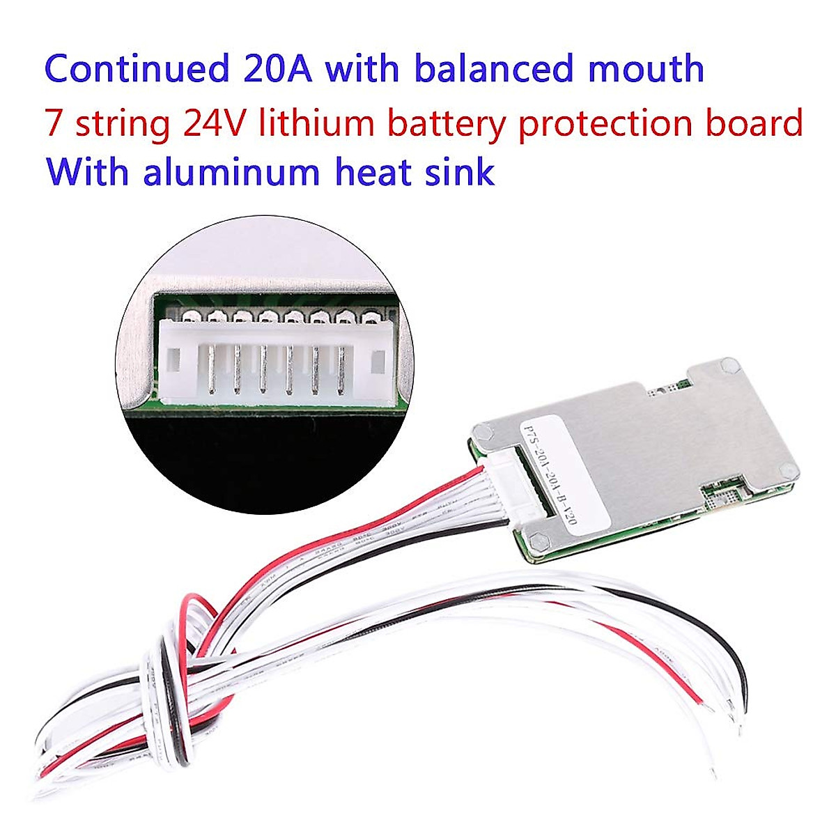 Fafeicy 24V 20A 7S L-ithium Li-ion 18650 Battery BMS Protection Board, with Balancing, Stable Protective Functions for Charging and Discharging
