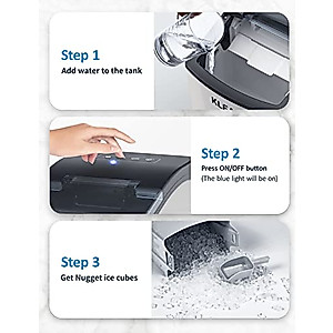 Nugget Ice Maker Countertop, 40lbs/Day, Pebble Ice Maker Machine with Ice Scoop and Basket, Self-Cleaning, Auto Water Refill, Touch Button, Ice Coffee and Cocktails for Indoor/Outdoor