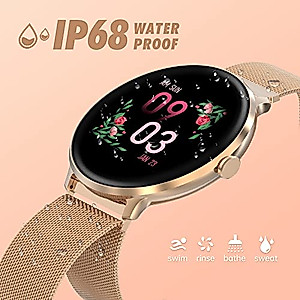 BEBINCA Smart Watch for Women Fitness Tracker Heart Rate,Sleep Monitor,IP68 Waterproof Smartwatch Activity Tracker Step Counter Compatible with iPhone Android Phones (Pink)