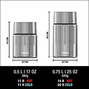 SIGG - Insulated Food Container - Silver Food Jar Brush Selenite - Integrated Cutlery - Hot & Cold, BPA Free - Stainless Steel - 25 Oz