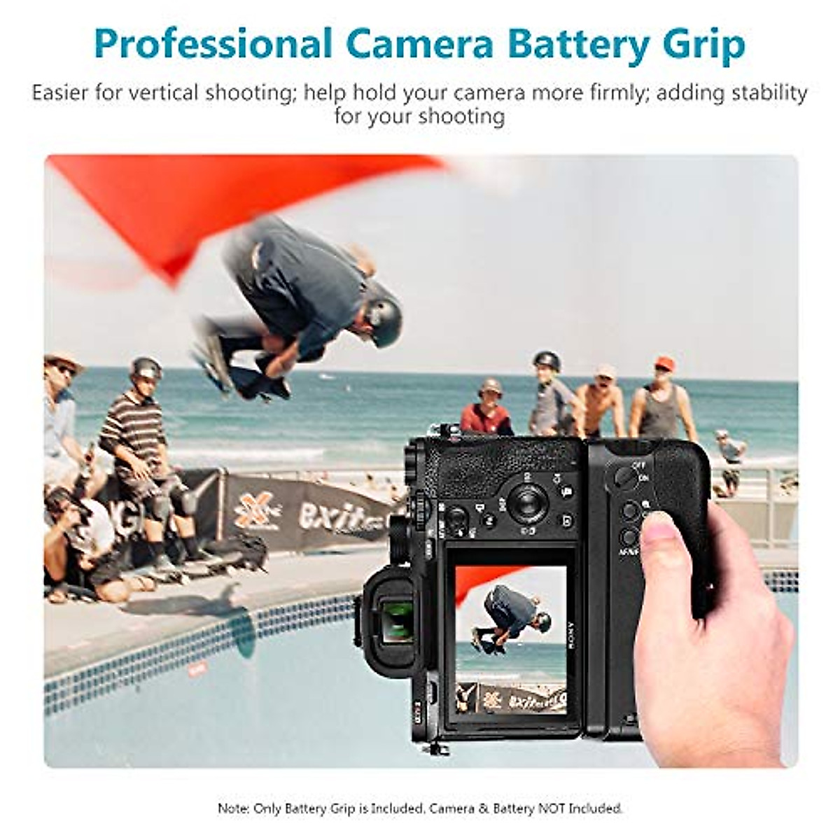 Neewer Vertical Battery Grip Replacement for Sony VG-C2EM, Compatible with Sony A7 II A7S II and A7R II Cameras with 2 Pieces 7.4V 1100mAh NP-FW50 Rechargeable Li-ion Batteries and Dual Charger