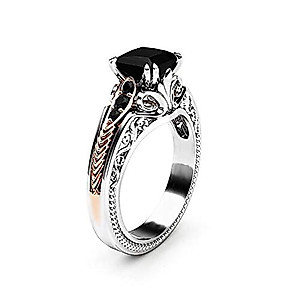 Vintage Fashion S925 Sterling Silver Black Square Ladies Ring Delicate Cutout Zircon Moissanite Zircon Set Carat Diamond Elegant Cutout Ring Eternity Engagement Ladies Wedding Rings czc017(6)
