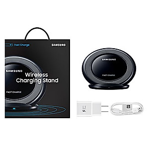 Samsung Qi Certified Fast Charge Wireless Charging Pad + Stand - Supports wireless charging on Qi compatible smartphones - Black
