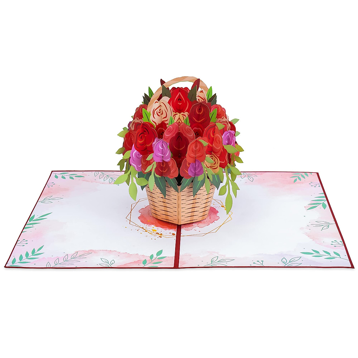 Paper Love Valentines Day Pop Up Card, 3D Love Basket - 5" x 7" Cover - Includes Envelope and Note Card