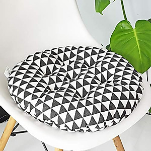 vctops Bohemian Soft Round Chair Pad Garden Patio Home Kitchen Office Seat Cushion Black White Diameter 16"