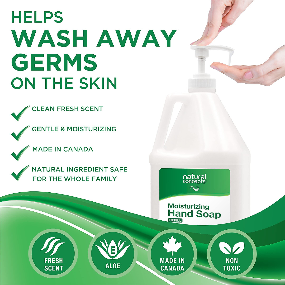 NATURAL CONCEPTS | Moisturizing Hand soap with Aloe Vera | 1 gallon (128 oz), refill