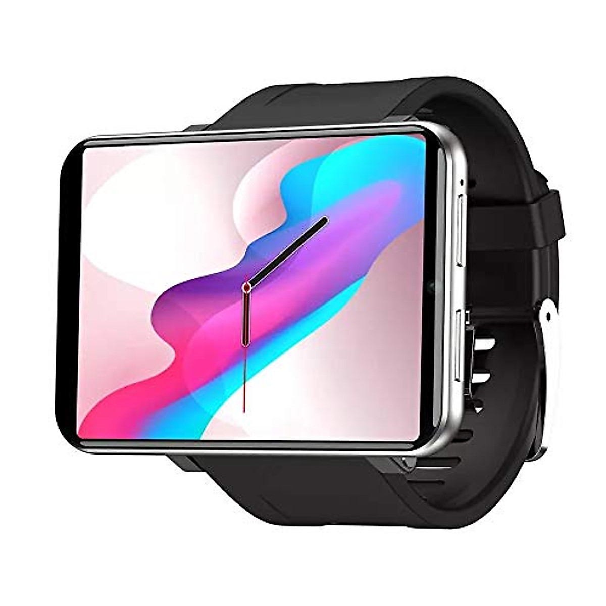 Rainbuvvy Smart Watch Men 3GB +32GB 2700mAh 2.86" Large Screen with Face ID Camera GPS WiFi 4G Android Smartwatch Phone (Silver)