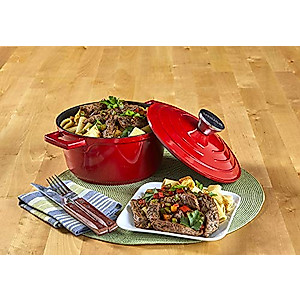 IMUSA USA, Red 5 Quart Cast Aluminum Dutch Oven With Stainless Steel Knob