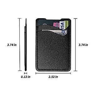 2 Pack Phone Card Holder, Dual Pocket Leather Phone Wallet Stick On, Credit Card Holder for Phone Case, Back of iPhone Samsung Android Smartphones, Black