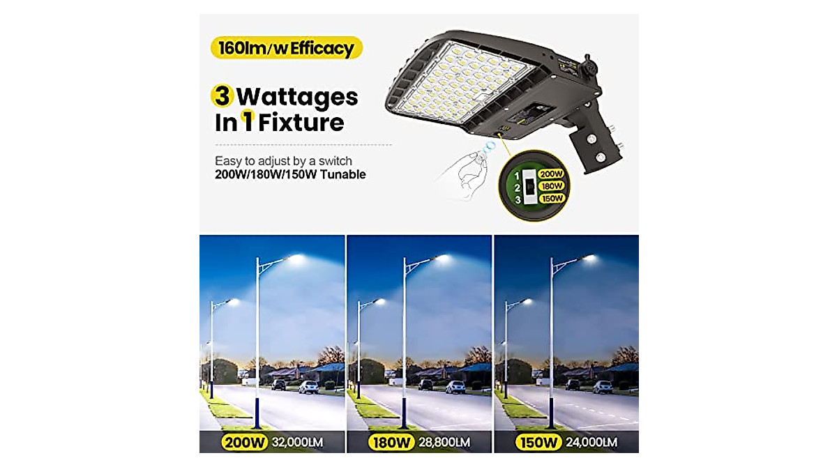 YARBO 200W LED Parking Lot Light - Versatile & Efficient