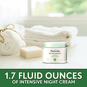 Aveeno Positively Radiant Intensive Moisturizing Night Cream with Total Soy Complex & Vitamin B3, Oil-Free, Non-Greasy, Hypoallergenic & Non-Comedogenic, 1.7 oz