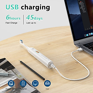 KHS Sonic Electric Toothbrush for Adults and Kids with 4 Brush Heads 5 Modes Rechargeable Toothbrushes with 2 Mins Smart Timer(Off-White)