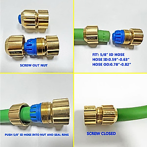 HQMPC Lead Free Garden Hose Quick Connect Brass Hose Quick Connect Garden Hose Connectors Water Hose Connectors GHT 3/4" (2 Sets)