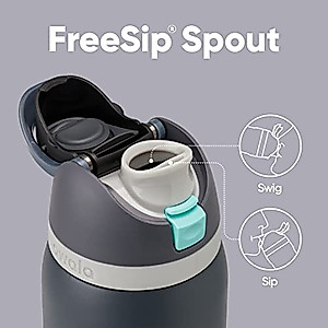 Owala FreeSip Insulated Stainless Steel Water Bottle with Straw for Sports and Travel, BPA-Free, 24oz, Foggy Tide