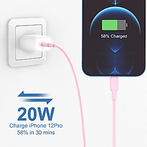 SUPVOL USB C to Lightning Cable, 2Pack 10FT 20W 【MFi Certified】 Extra Long iPhone Fast Charger Cable Power Charging Cord for iPhone 14/13/12/Pro/Pro Max/Mini/11/Pro Max/XS/MAX/XR/X/ 8/8Plus, Pink