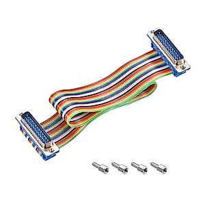 uxcell IDC Rainbow Wire Flat Ribbon Cable DB25 Male to DB25 Male Connector 2.54mm Pitch 11.8inch Length