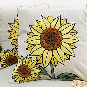 Pillow for Case Sunflower Embroidery Cushion Cover Home Decorative Pillow Cover Sofa Car Bedroom Living Room Office Supp Pillow Cases Standard Size Set of 4 Blue
