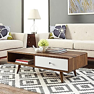 Modway Transmit Mid-Century Coffee Table, Walnut White
