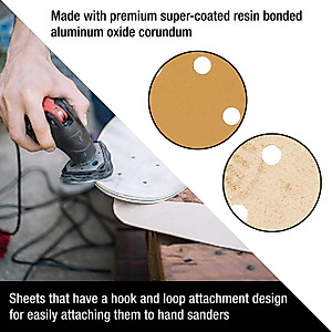 Dura-Gold Premium Triangle Mouse Sanding Sheets - 180 Grit (Box of 24) - 6 Hole Pattern Hook & Loop Triangular Shaped Mouse Sander Discs - Aluminum Oxide Abrasive Sandpaper - Woodworking, Crafting