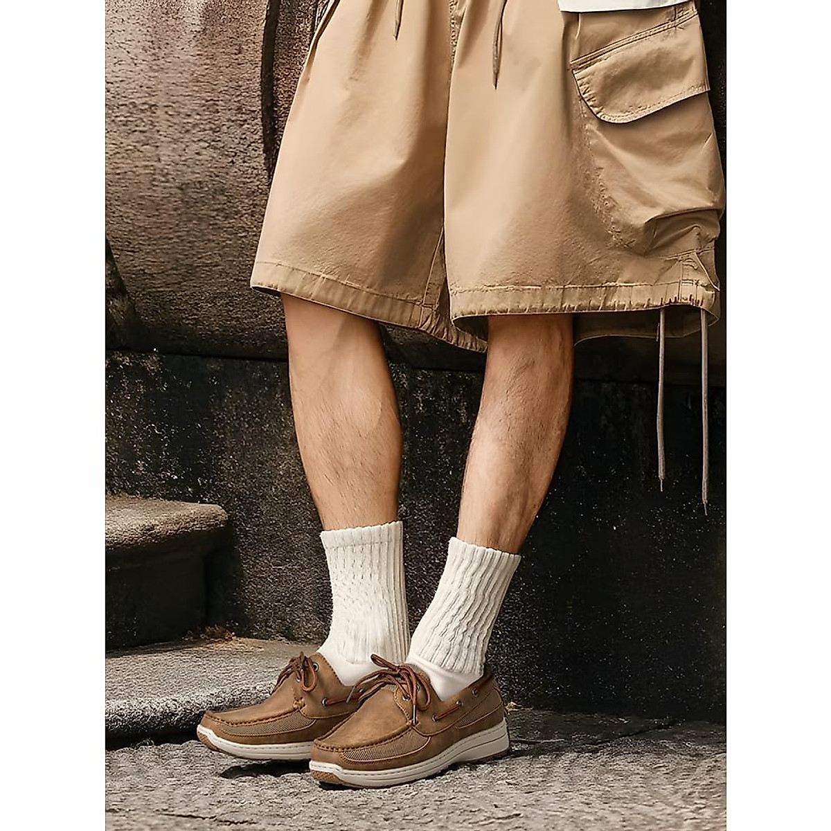 Vostey Men's Boat Shoes Slip On Stylish Casual Loafers Shoes(BMY3003 tan 10)