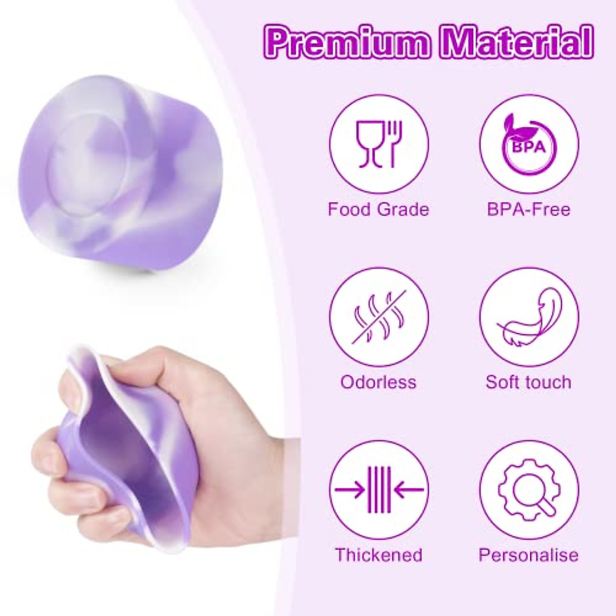 Atersala 2Pcs Silicone Cup Boot For Stanley Adventure Quencher Iceflow 20/30/40oz Tumbler With Handle,BPA-Free Protective Cover For Bottom Diameter 7.5cm/2.95in Travel Mug Bottle-Purple&White