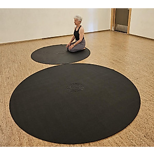 SISYAMA Circle Round TAI-CHI YIN-YANG Yoga Mat Meditation Pilates (Black, 5 ft)