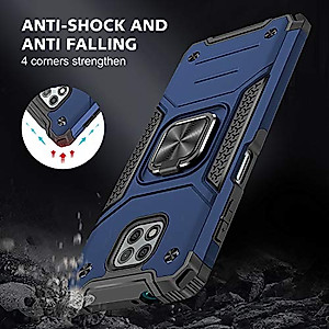 Amytor Designed for Motorola Moto G Power 2021 Case [2 x Tempered Glass Screen Protector] [ Military Grade ] 17Ft. Drop Tested Armor Protective Phone Case with Magnetic Car Mount Ring Kickstand (Blue)
