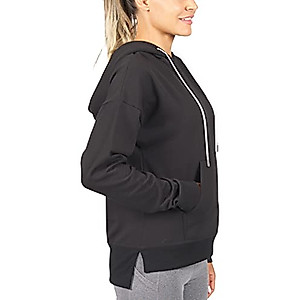 Nautica Competition Women's Active French Terry Pullover Sweatshirt Hoodie W/Pockets (Small, Black 2)