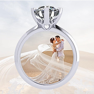 NANA Jewels Matrix 1.00ct (6.5mm) Round Zirconia 6 Prong Solitaire Ring - Platinum Plated Sterling Silver - Size 5.5