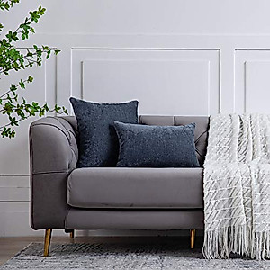 Anickal Blue Grey Pillow Covers 18x18 Inch Set of 2 Solid Rustic Farmhouse Decorative Throw Pillow Covers Square Cushion Case for Home Sofa Couch Decoration