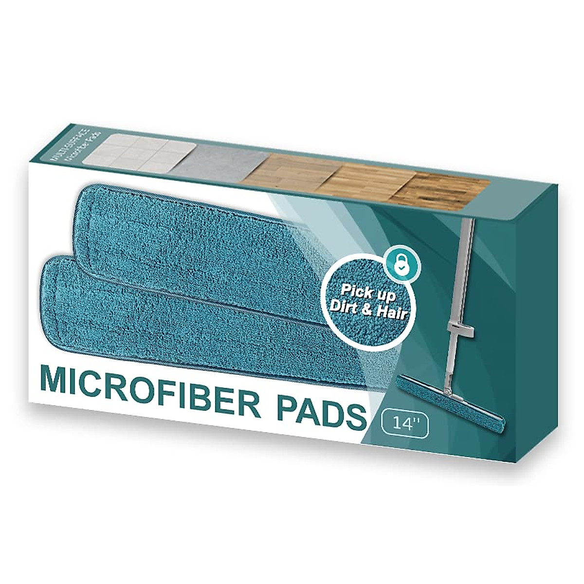 JDlife Microfiber Roller Mop Pads 2-Pack - 2 pcs 14" Replacement Washable Pads for Floor Cleaning