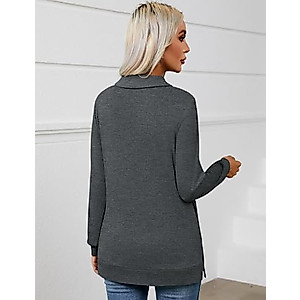 KTILG Womens Sweatshirts Long Sleeve V Neck T Shirts for Women Tunic Tops to Wear with Leggings Womens Long Sleeve Shirts(Dark Gray_Medium)
