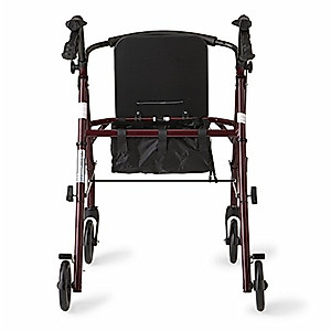 Medline Steel Rollator Walker with 350 lb. Weight Capacity, Burgundy