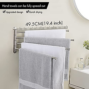 KES Swivel Towel Bar 19.5" 4-Arm Extra Long, Swing Out Towel Rack for Bathroom Wall, Hand Towel Holder for Multiple Towels, SUS304 Stainless Steel Brushed Finish, A2103S4L50-2