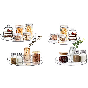 4 Pack Lazy Susan Organizer, Set of 2 for 10.6inch / 9.25inch Clear Lazy Susan Turntable for Cabinet