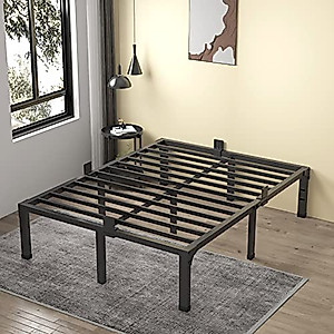 MAF 12 Inch Full Size Bed Frame with Mattress Slide Stopper Black Heavy Duty Metal Platform Bed Frames Steel Slat Support, No Box Spring Needed, Noise Free, Easy Assembly